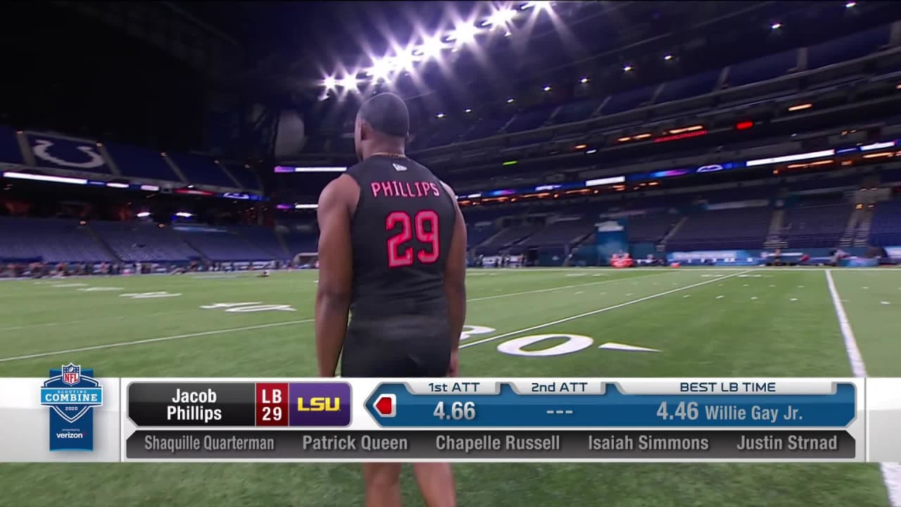 LSU Tigers linebacker Jacob Phillips runs official 4.66 second 40-yard ...