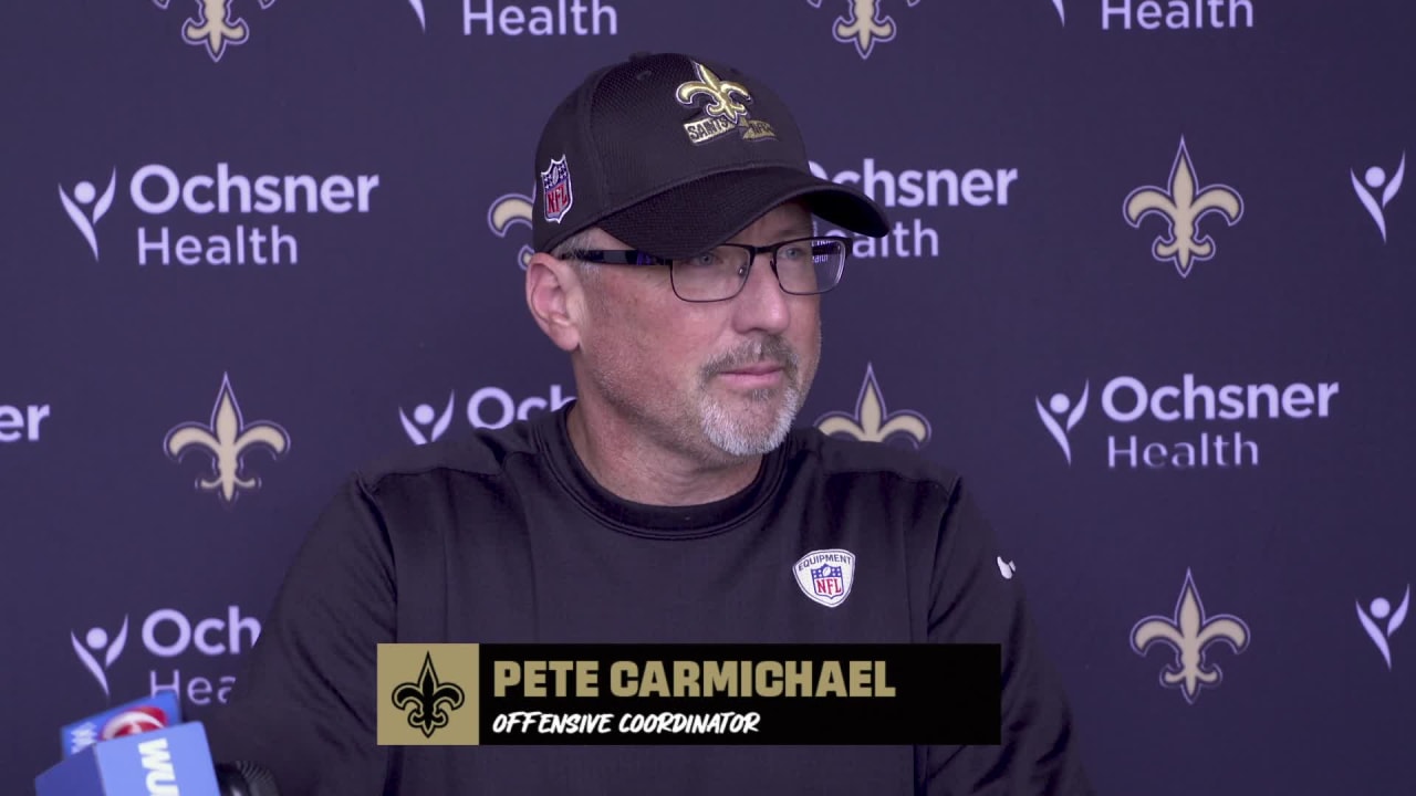 New Orleans Saints offensive coordinator Pete Carmichael Post-Practice ...