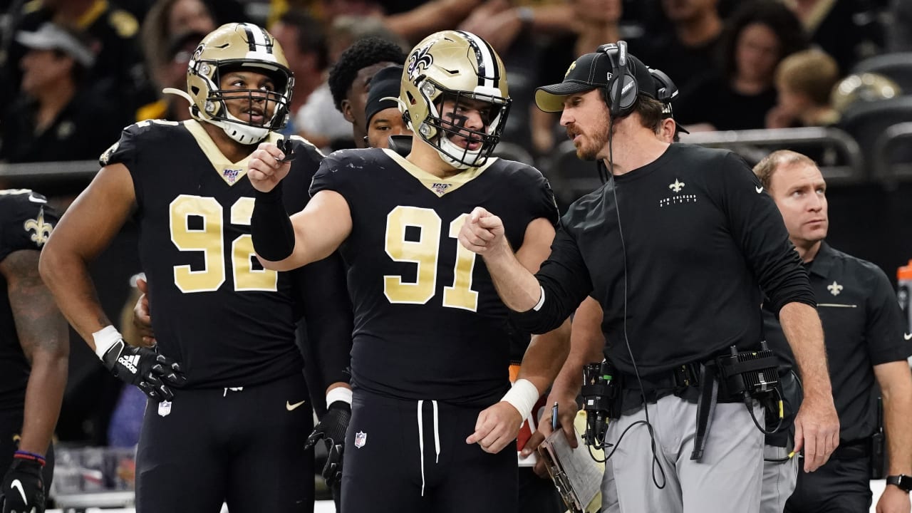 New Orleans Saints assistants Ryan Nielsen, Brian Young, Dan Roushar ...