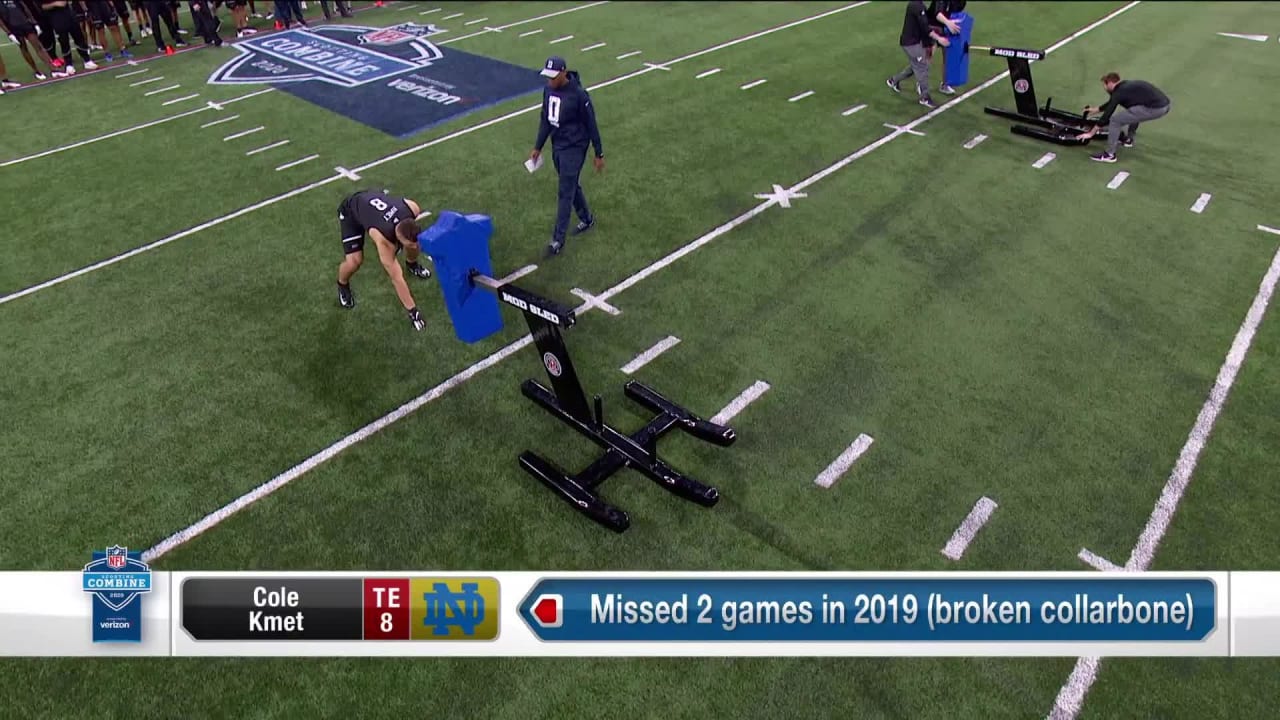 Tight ends show blocking explosiveness in sled drill at 2020 NFL ...
