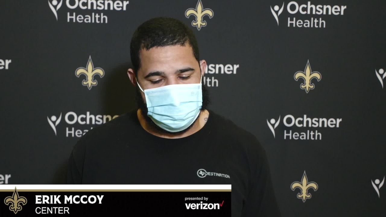 Erik McCoy on teammate Drew Brees, recap of Saints divisional playoff game