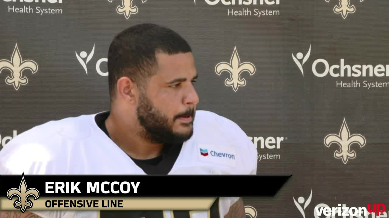Erik McCoy media availability - 2019 Saints Training Camp - Monday, July 29