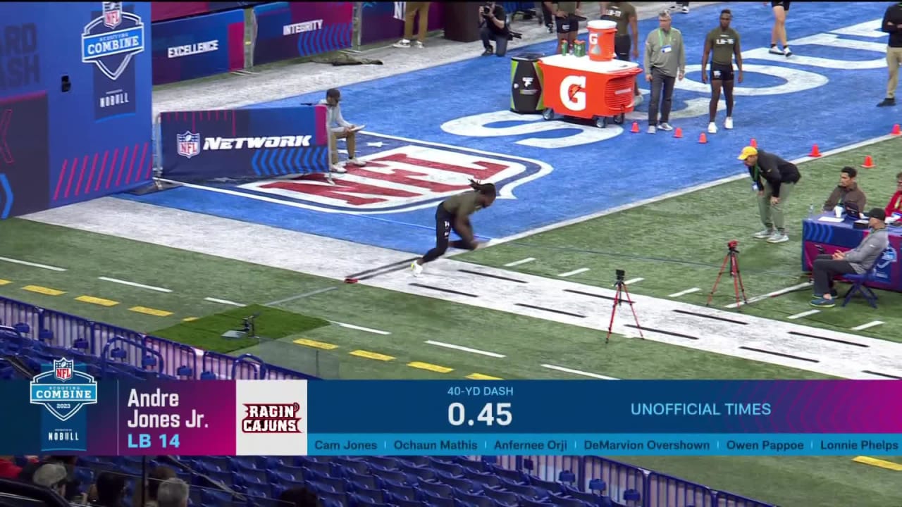 ULL linebacker Andre Jones Jr. runs 40-yard dash at 2023 NFL Scouting ...