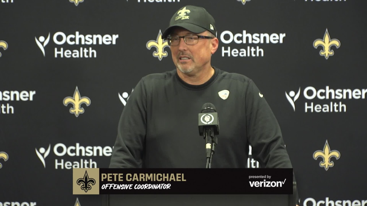 New Orleans Saints offensive coordinator Pete Carmichael on the jumbo ...