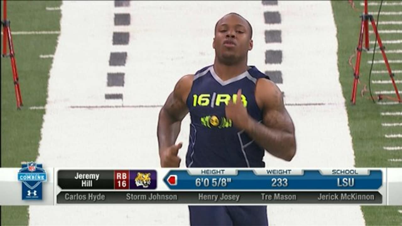 LSU running back Jeremy Hill's 40-yard dash