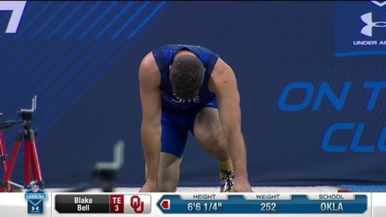 University of Oklahoma tight end Blake Bell runs the 40