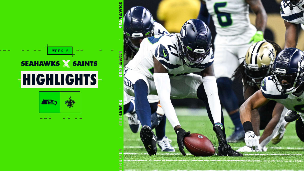 2022 Week 5 Seahawks at Saints Tariq Woolen Recovers Alvin Kamara's ...