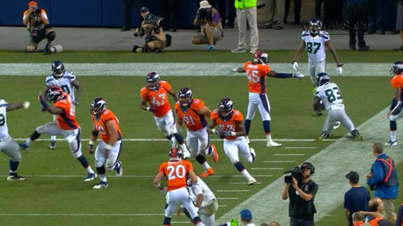 Denver Broncos linebacker Steven Johnson's interception