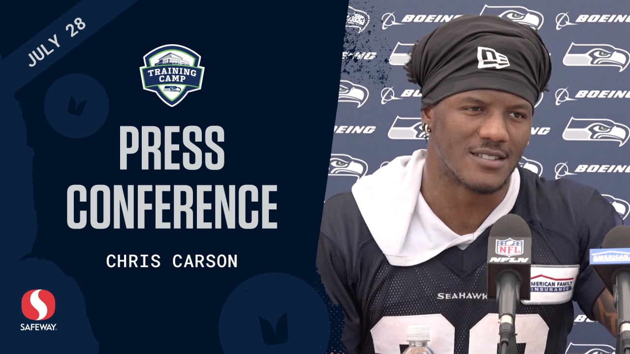 Chris Carson Seahawks Training Camp Press Conference - July 28