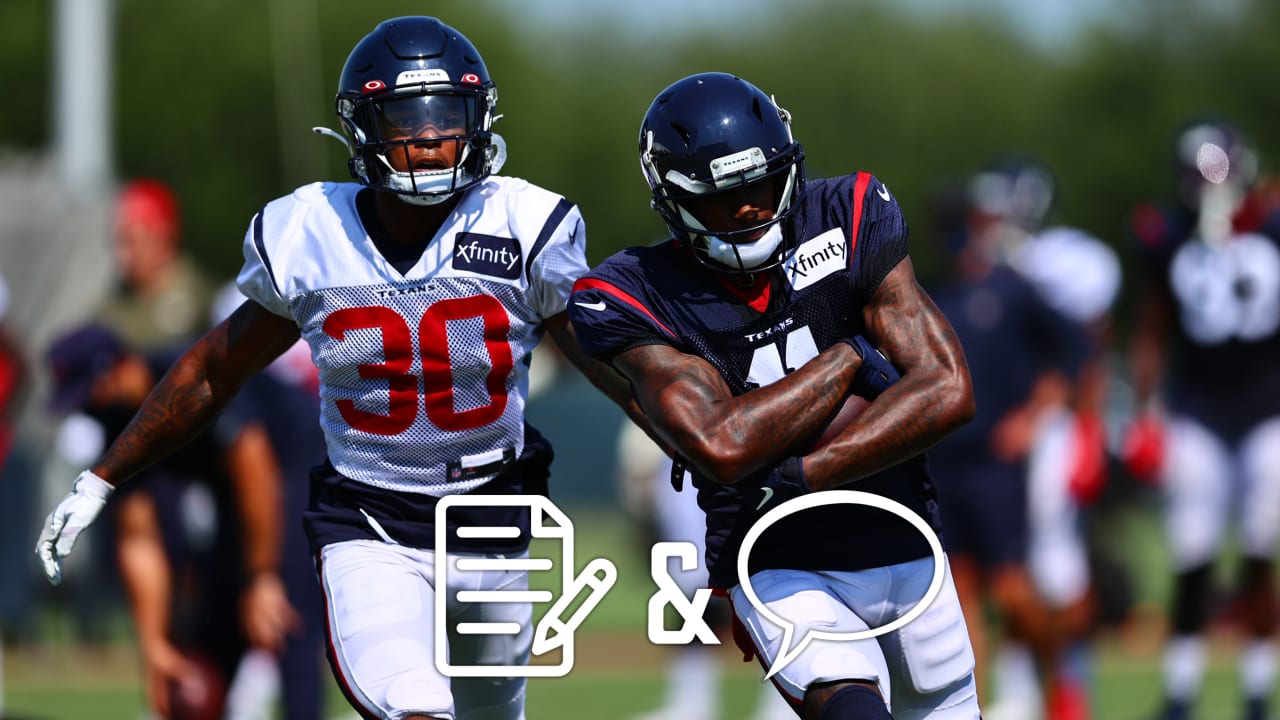 Catch up on notes and quotes from Tuesday's Houston Texans training camp.