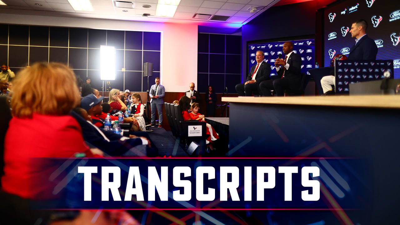 Cal McNair and Nick Caserio introduce Houston Texans Head Coach DeMeco Ryans at his first press ...
