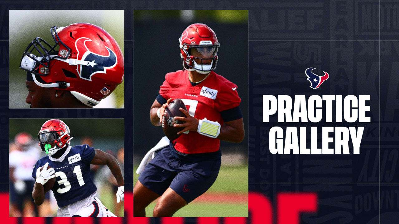 | Texans hold Wednesday practice in Battle Red helmets