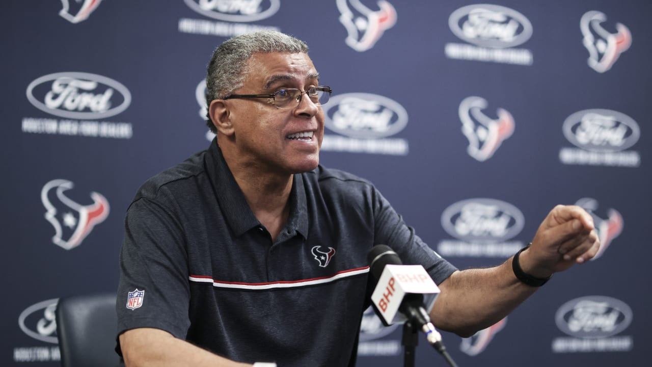 Houston Texans Head Coach David Culley meets with the media on March 11 ...