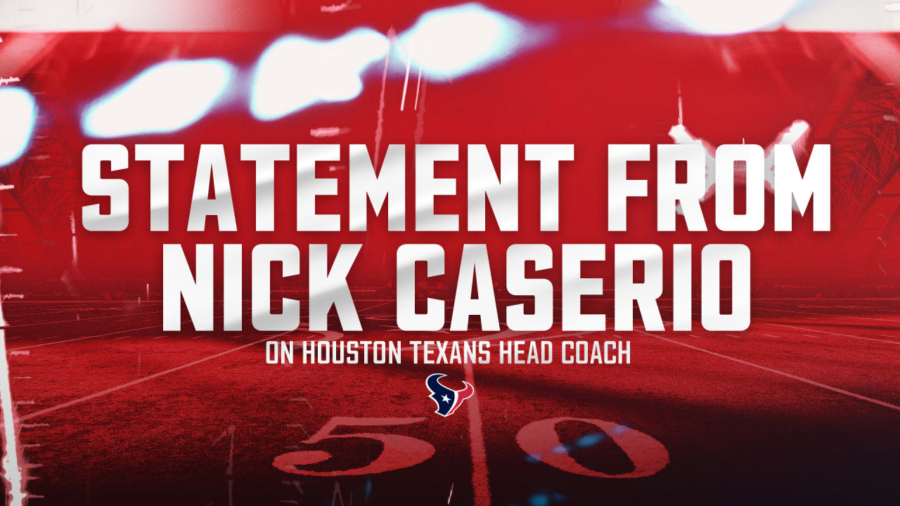 Houston Texans General Manager Nick Caserio makes a statement on the welcoming home of Texans ...