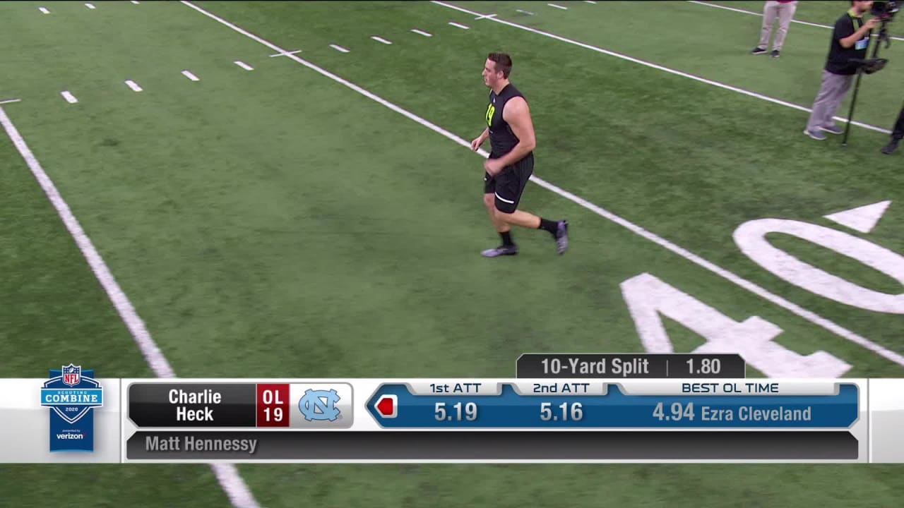UNC OT Charlie Heck runs an official 5.16 second 40-yard dash at the ...