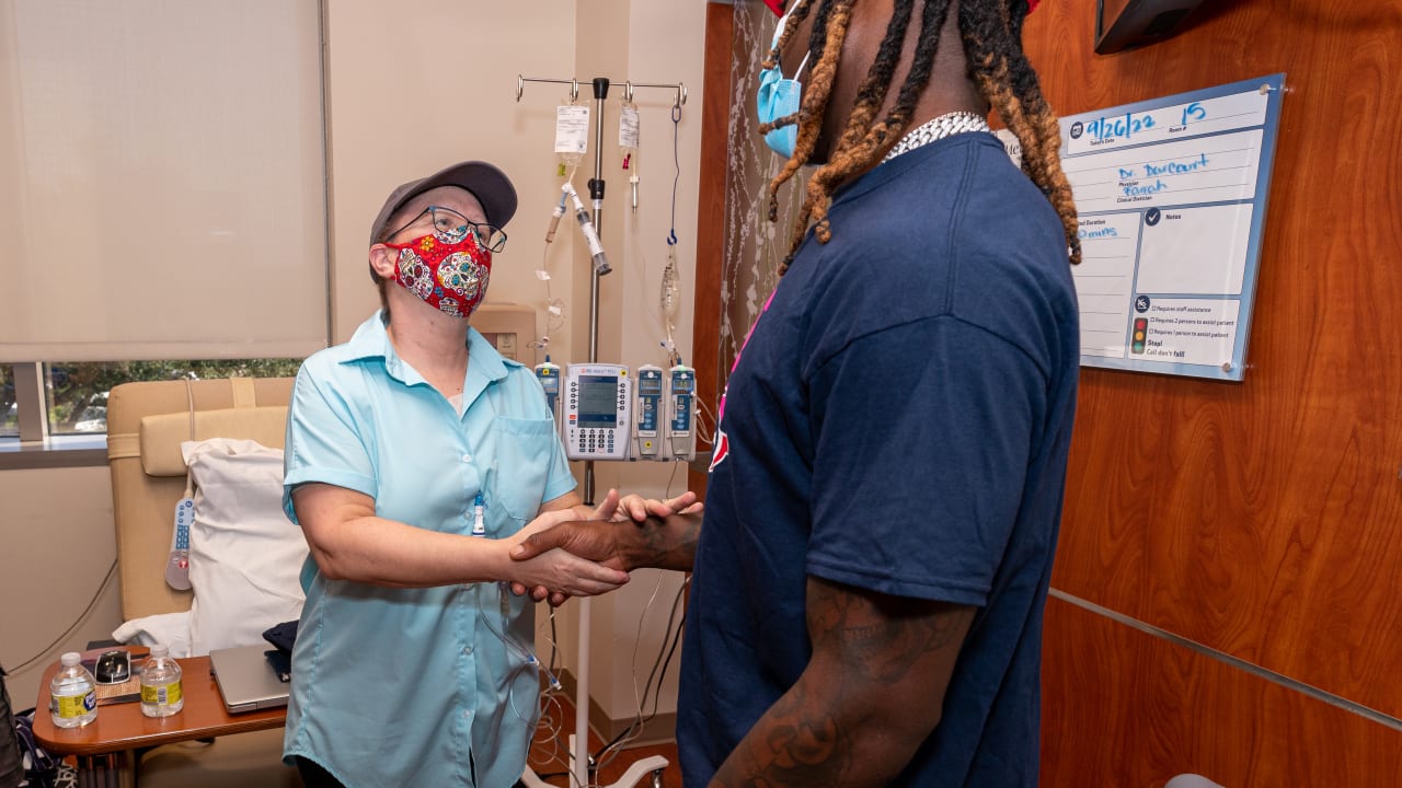 Texans DB Tremon Smith shares his experience visiting Houston Methodist cancer patients with his ...