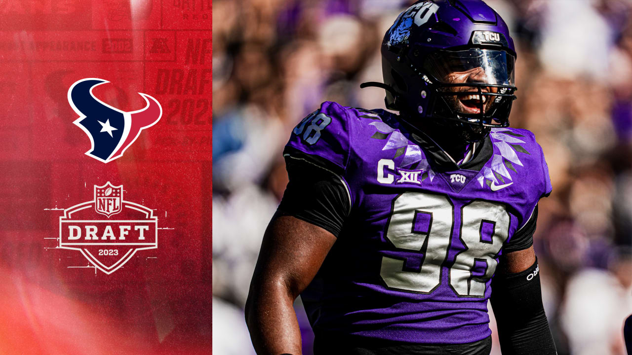 Selected in the fourth round by the Houston Texans, TCU DE Dylan Horton ...