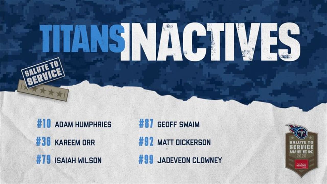 Game Inactives | Week 9 Titans vs. Bears