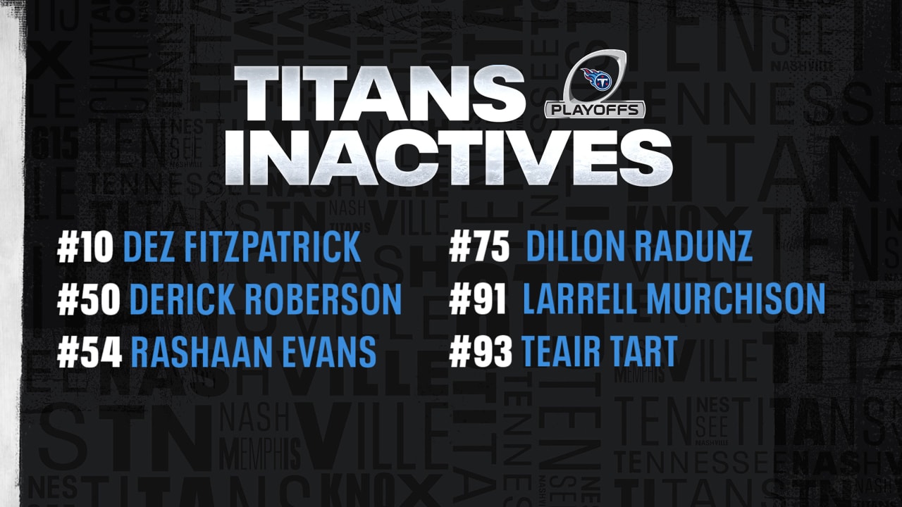 Game Inactives | Divisional Round - Titans vs Bengals
