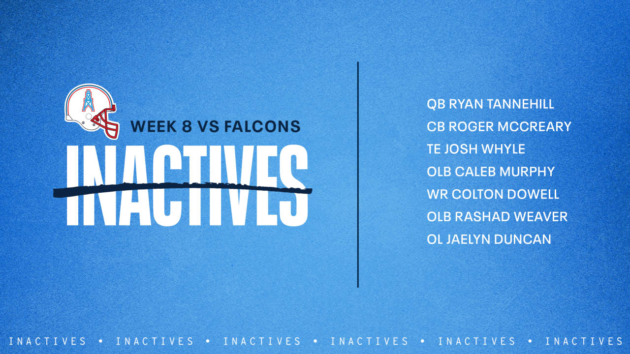Game Inactives | Week 8 Falcons vs Oilers