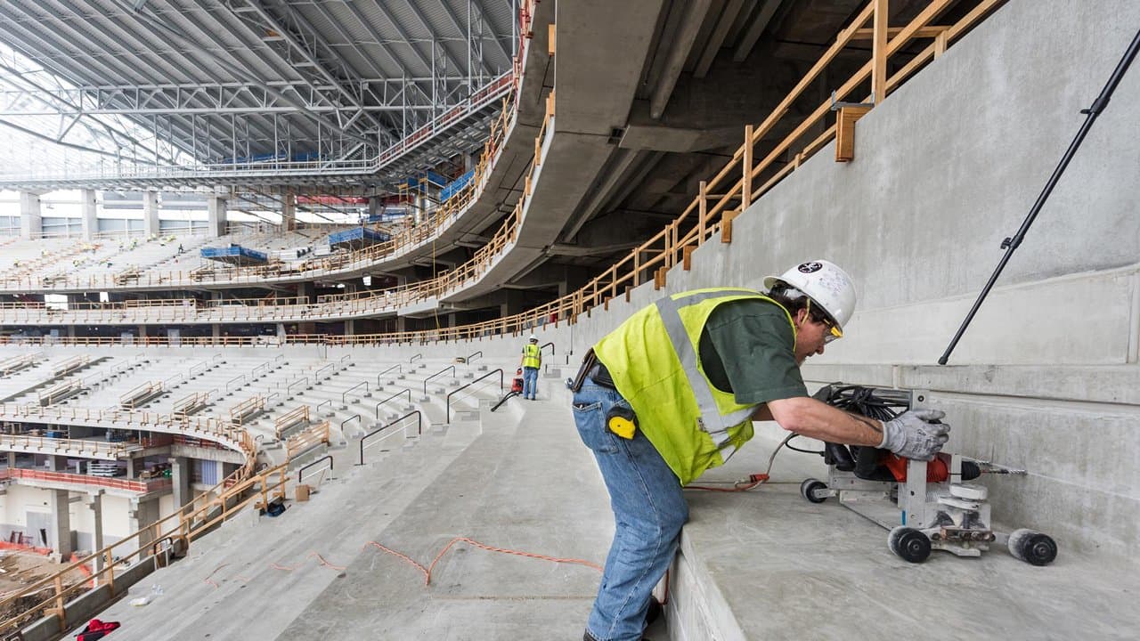 New Stadium Photos: Seat Rail Install Begins