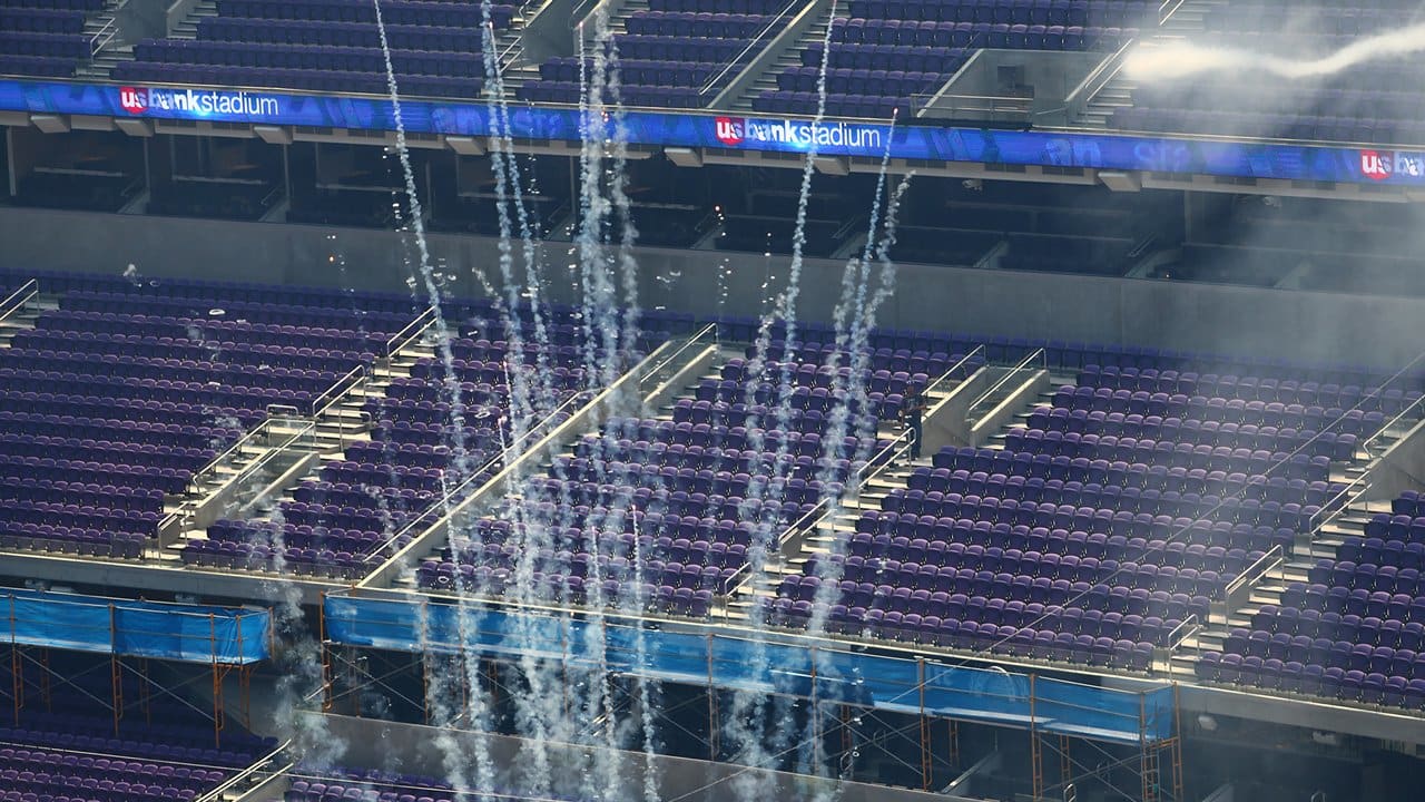 Pyro Is Tested Inside U.S. Bank Stadium