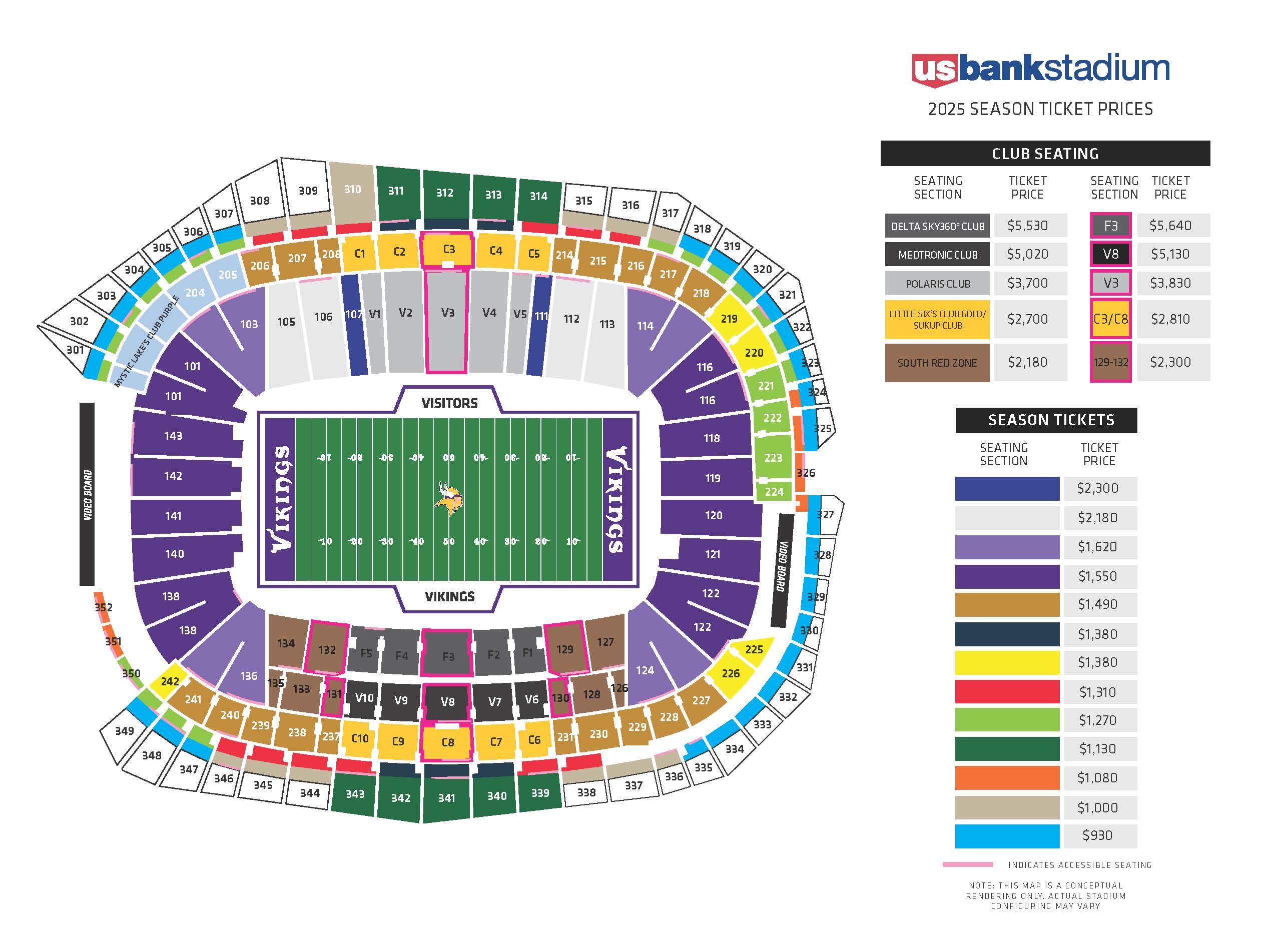 Eagles Target Center Seating Chart U.S. Bank Stadium Seating Chart And