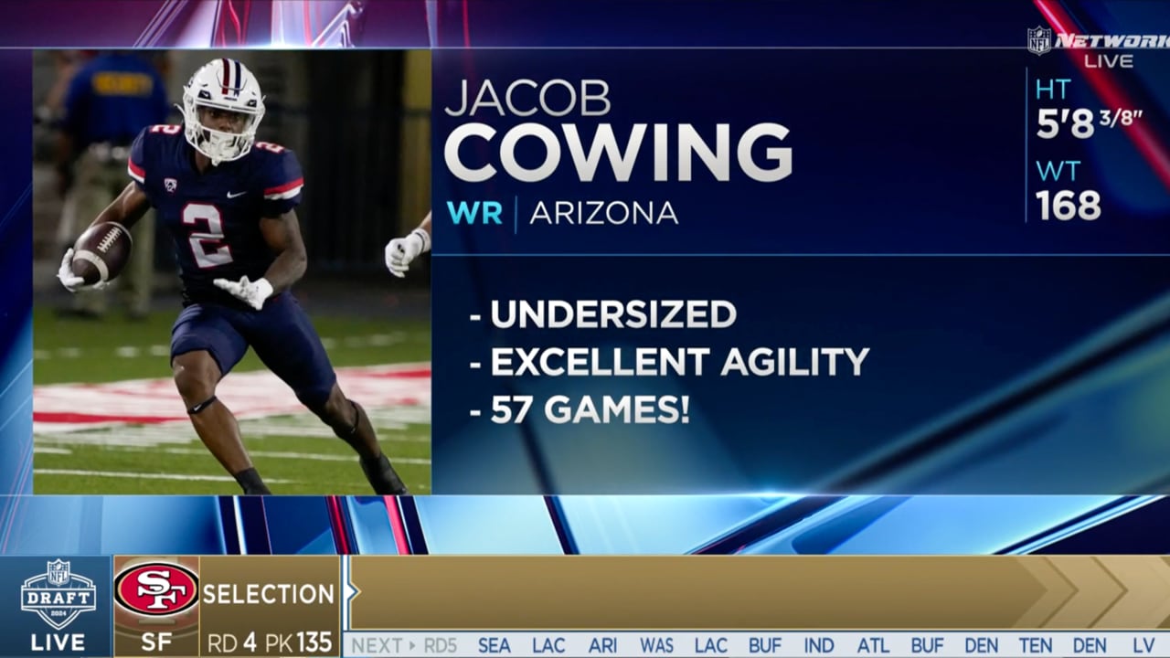 Arizona WR Jacob Cowing Selected 135th Overall by the 49ers