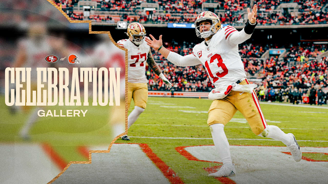 49ers Celebrate Postgame Following 26-8 Win Over Browns