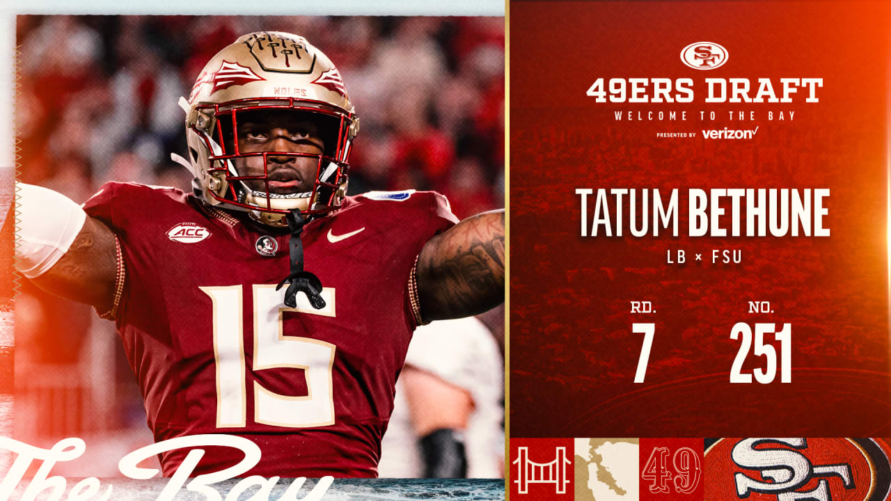 49ers Select LB Tatum Bethune with the No. 251 Pick in the 2024 NFL Draft
