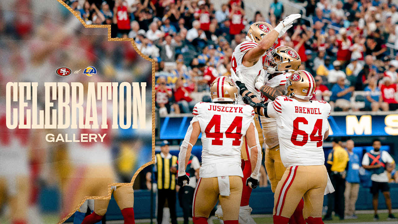 49ers Celebrate Postgame Following 26-23 Win Over Rams