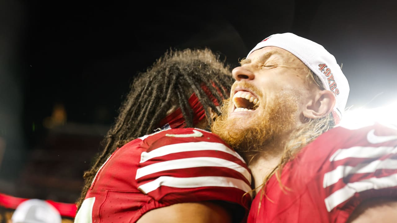 49ers Celebrate Postgame Following 24-21 Win Over Packers