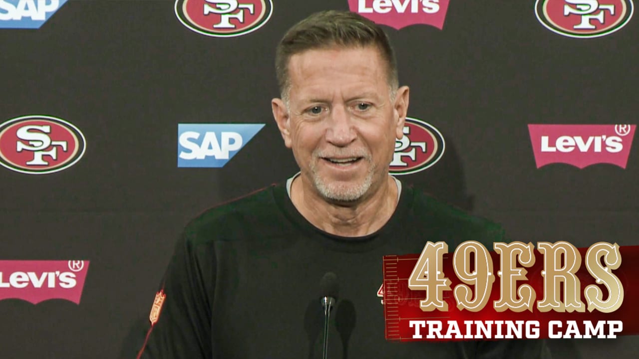 Chris Foerster Discusses Offensive Line Rotation at #49ersCamp | Press Pass