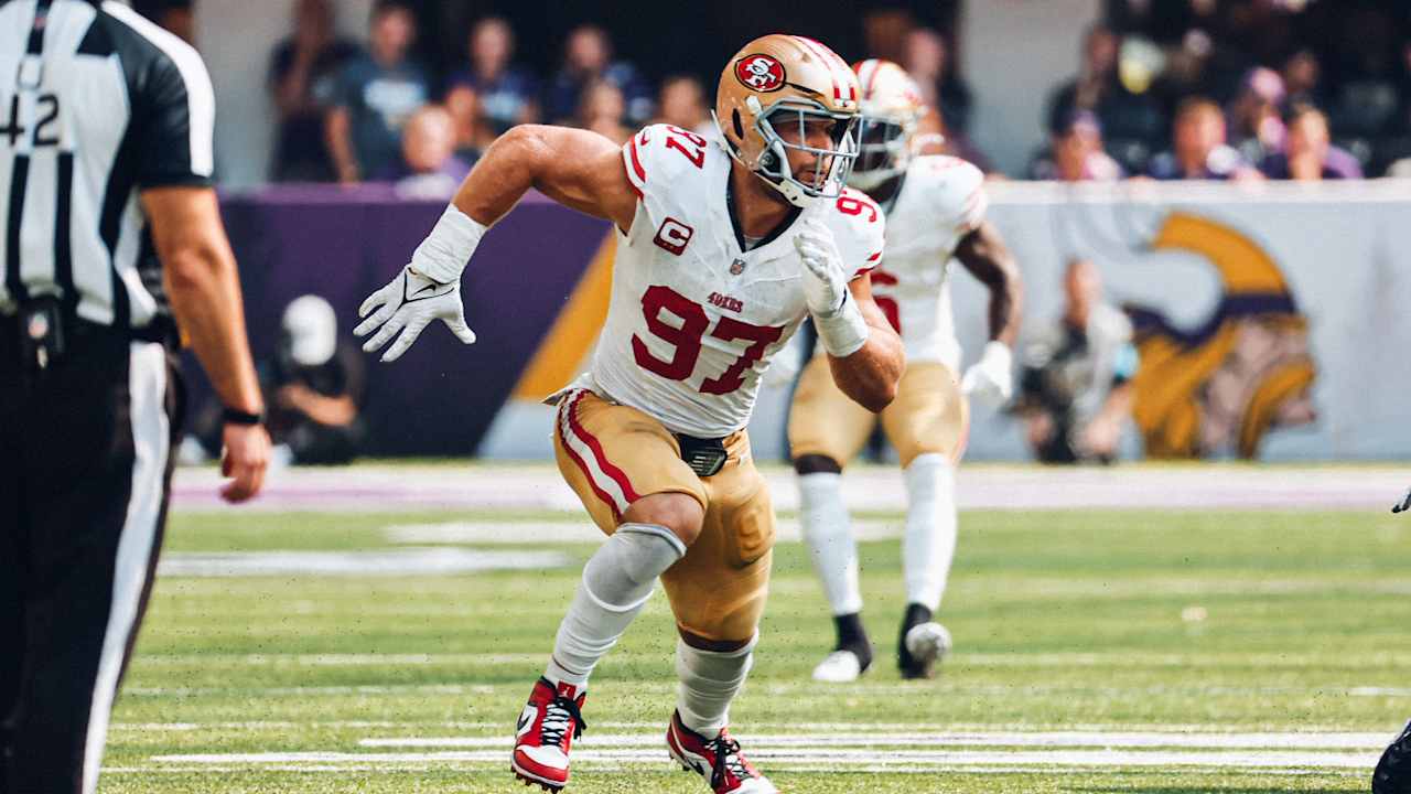 Nick Bosa Swarms Sam Darnold for a Sack