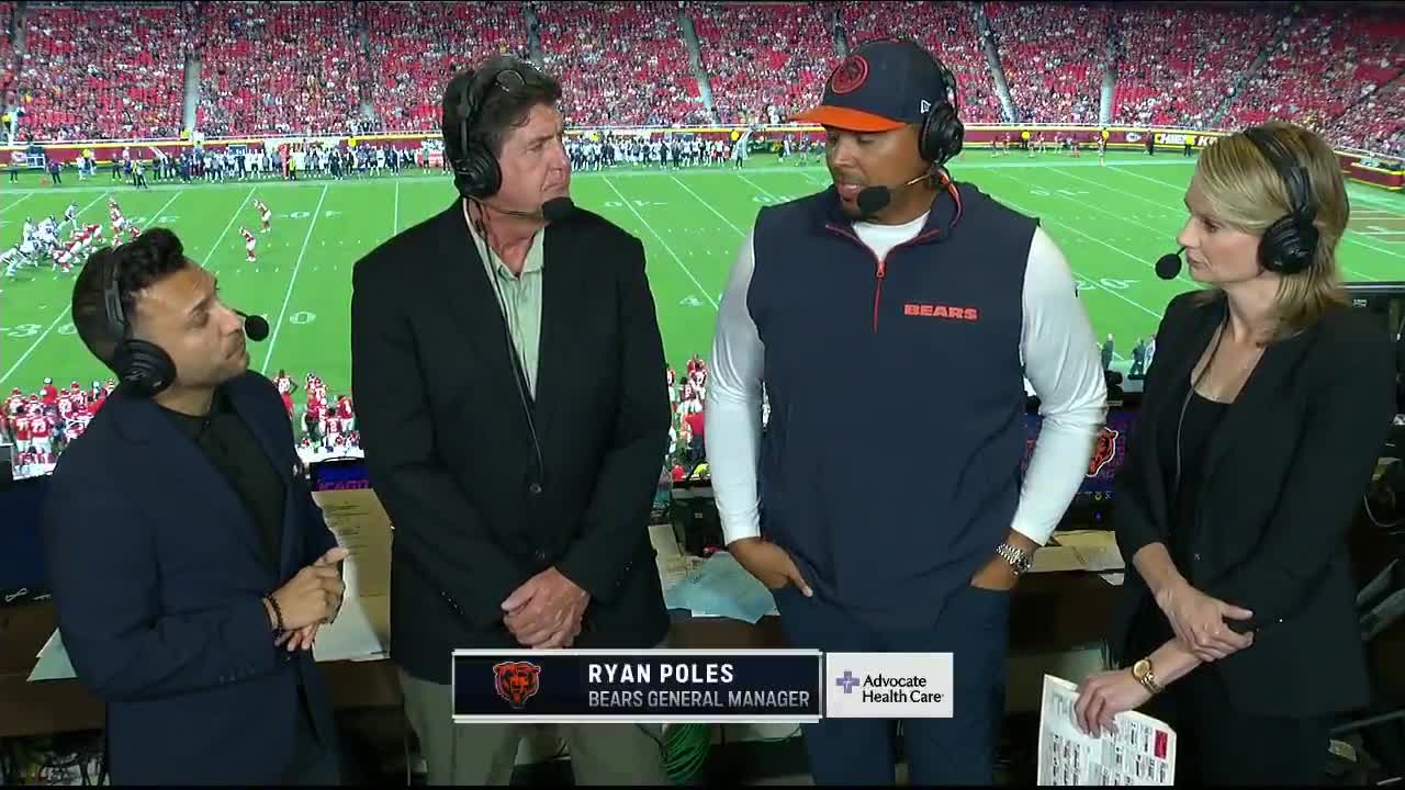 Ryan Poles joins TV broadcast during Bears-Chiefs preseason game