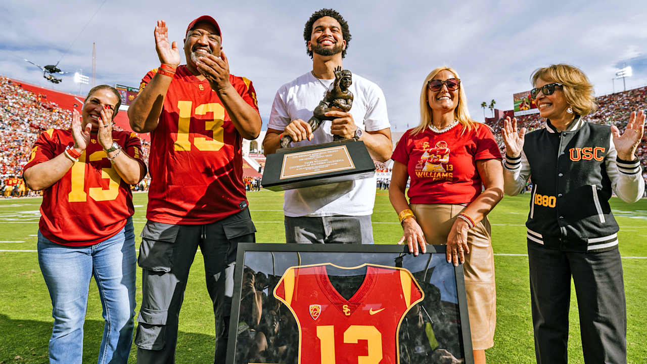 Caleb Williams honored by USC with jersey retirement