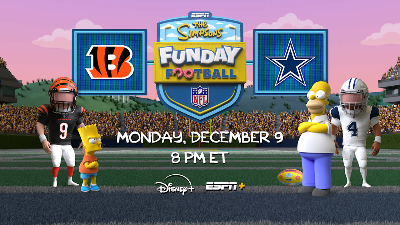 Bengals in Simpsons Alt-Cast Animated Broadcast Live December 9 vs Cowboys