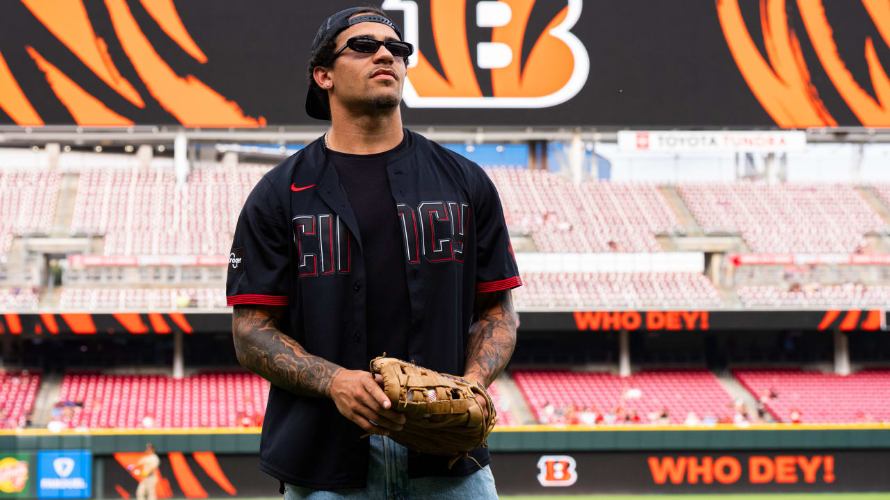 Photos: Bengals Players Pitch at Cincinnati Reds Games