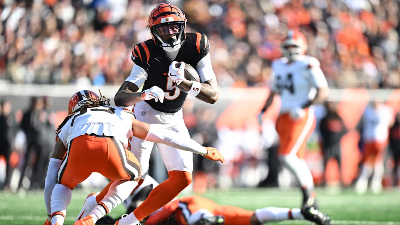 Tee Higgins stumbles his way inside the 10 on 21-yard hookup from ...