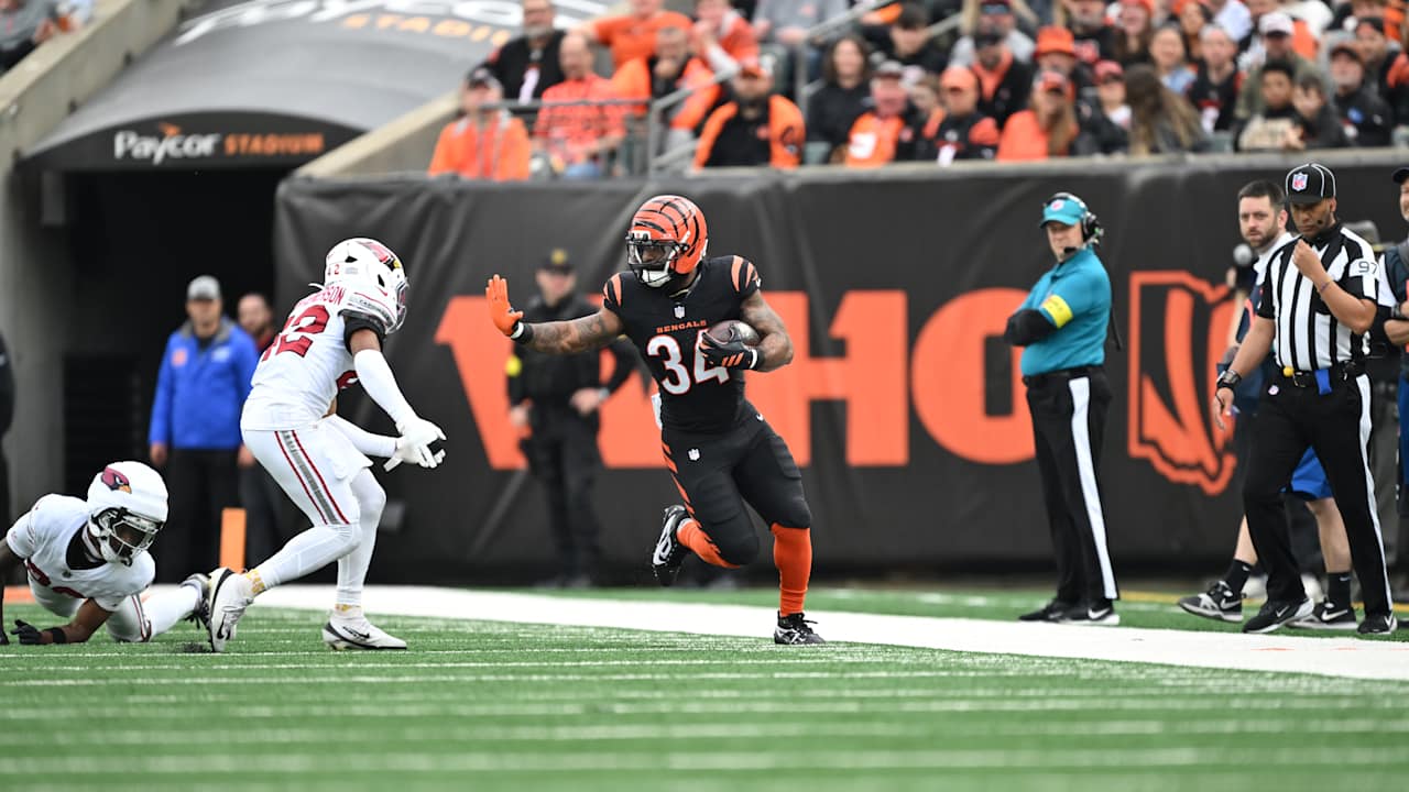 Samaje Perine's battling run extend Bengals' lead to 13-0 vs. Cardinals ...