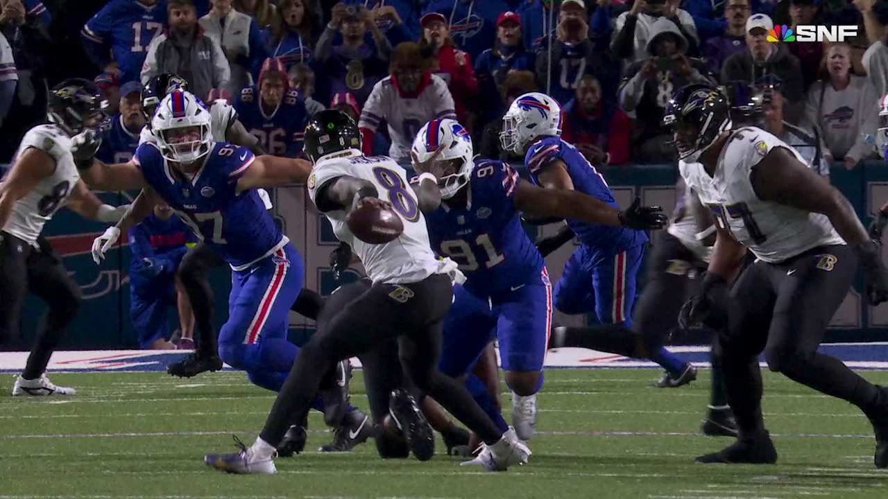 Ed Oliver's sack of Lamar Jackson results in 15-yard loss. | Bills vs ...