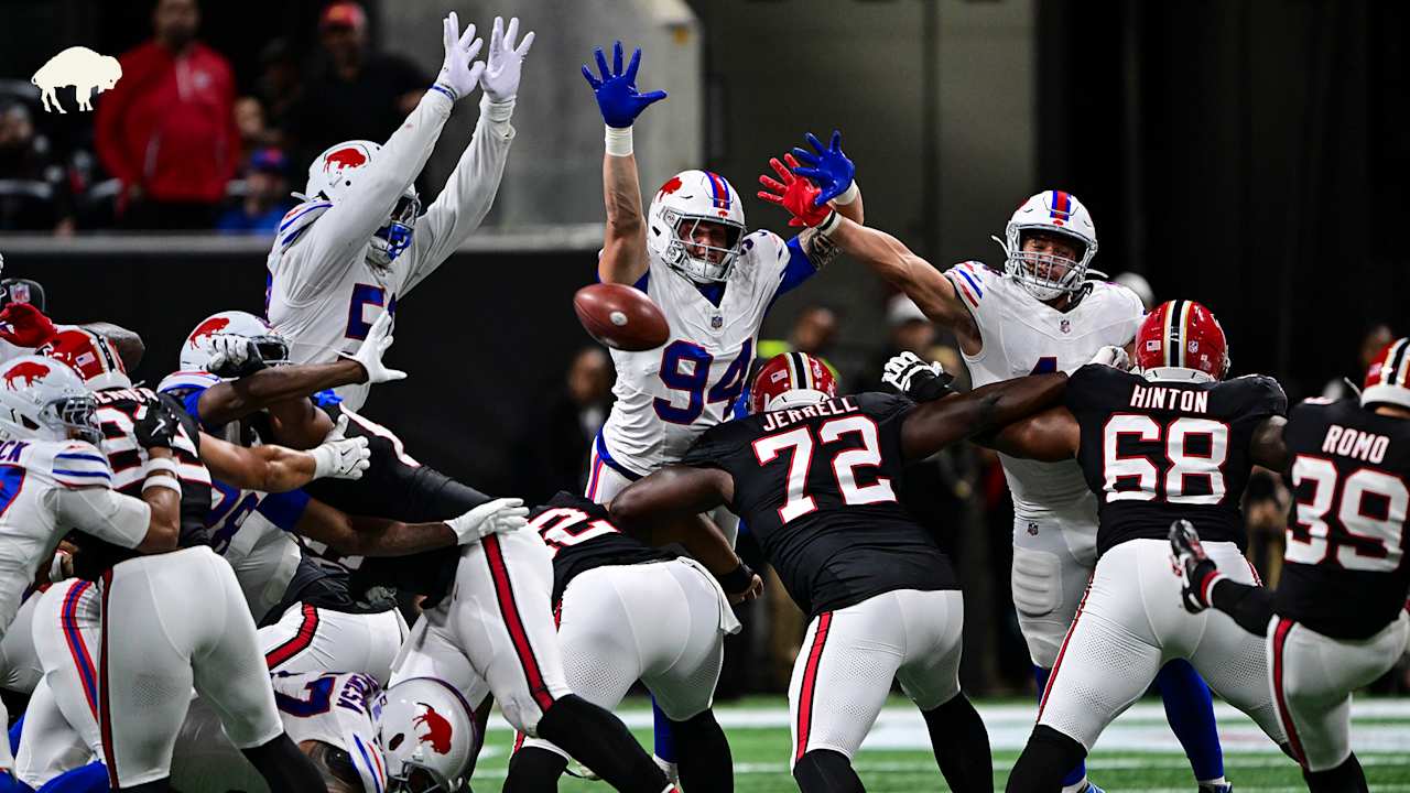 Greg Rousseau gets UP to block Falcons field goal attempt! | Bills vs ...