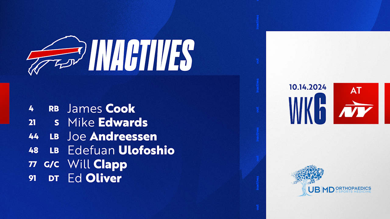 Bills inactive list at Jets | Week 6