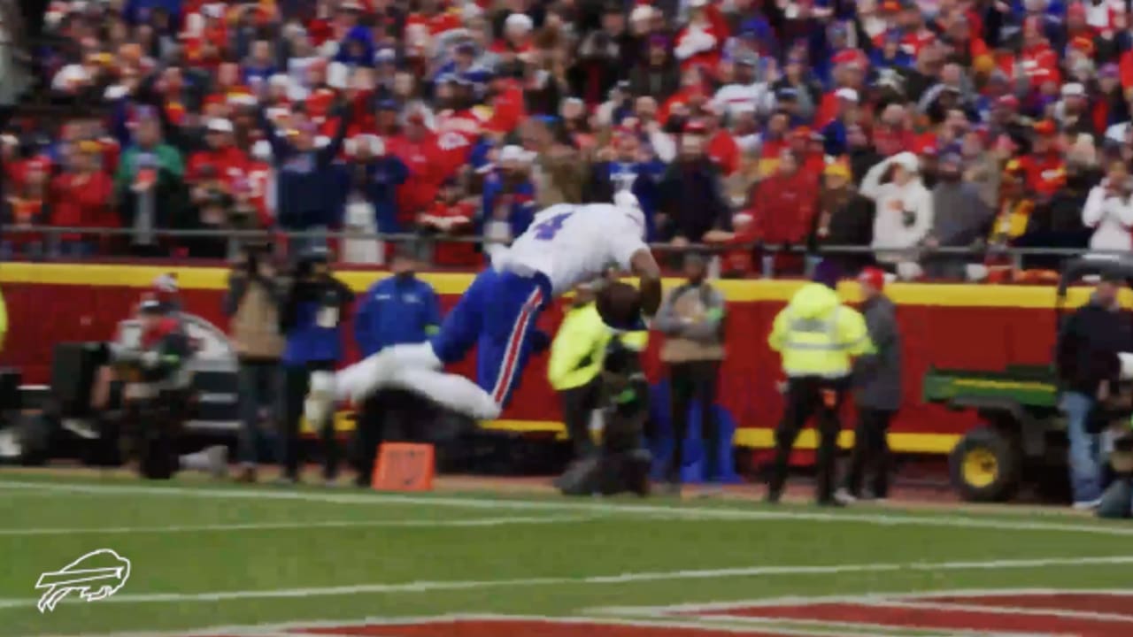 Sideline Access | RB James Cook SOMERSAULTS into the end zone | Bills ...