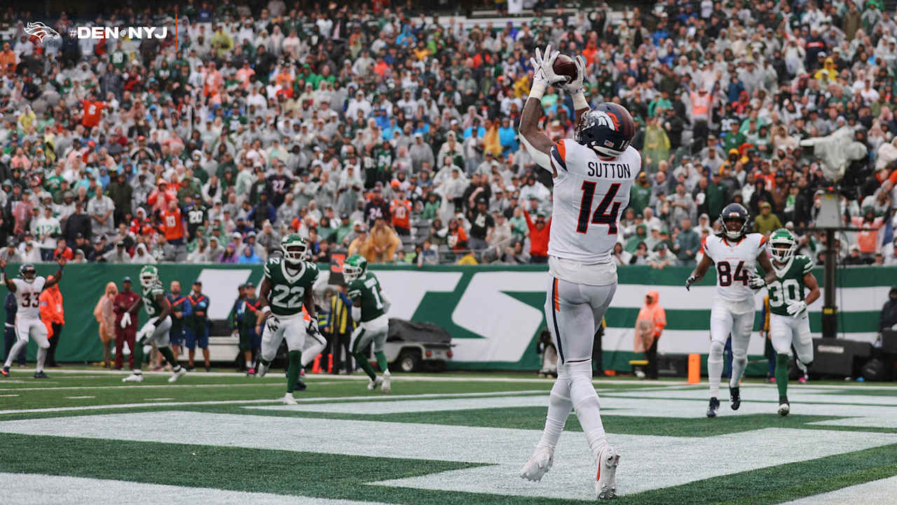 QB Bo Nix connects with WR Courtland Sutton for first career touchdown pass | Broncos at Jets