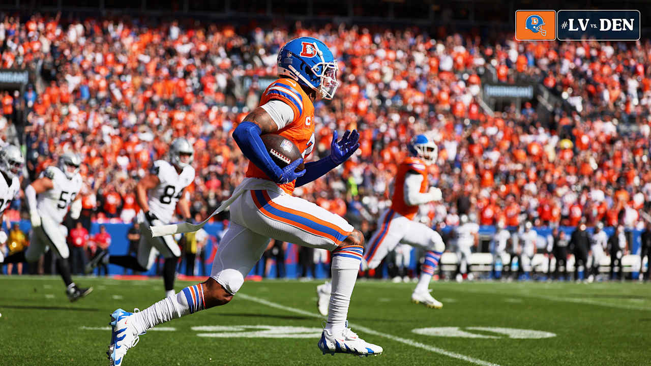 CB Pat Surtain II intercepts Gardner Minshew for 100-yard pick-six | Broncos vs. Raiders