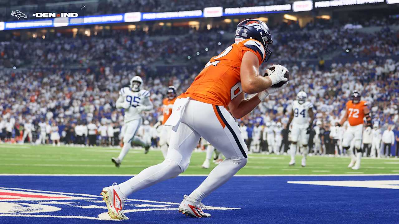 TE Adam Trautman reels in a 2-yard touchdown pass from QB Bo Nix ...