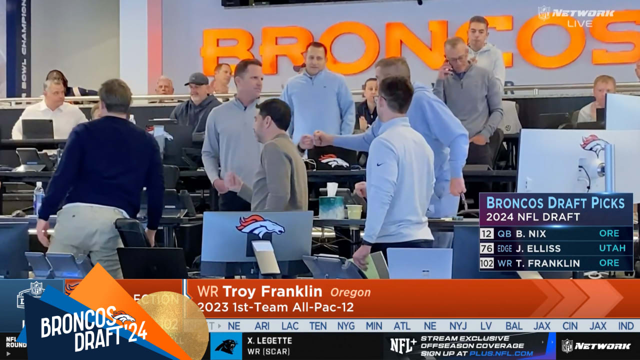 WATCH: Denver Broncos select WR Troy Franklin with 102nd-overall pick ...