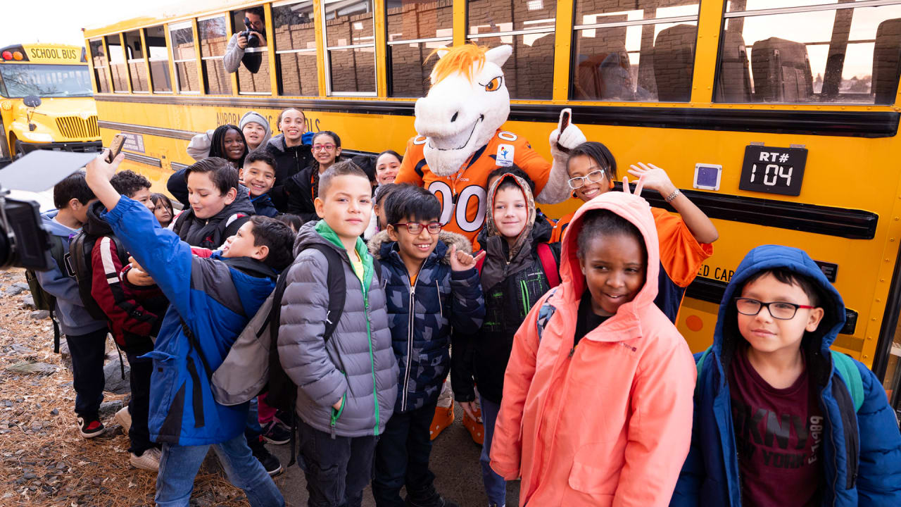 Photos: Broncos surprise school bus drivers with breakfast, Miles the ...