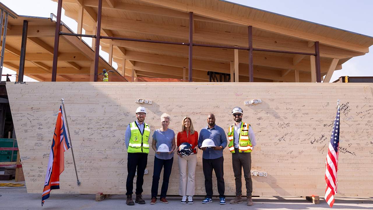 Broncos host topping out ceremony as final beam is placed for new ...